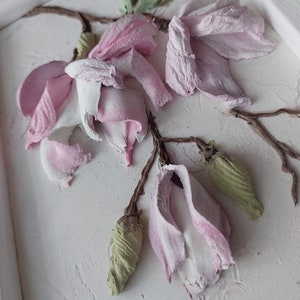 Magnolia Sculpture Painting, Three-dimensional Gypsum Flowers, 3D ...