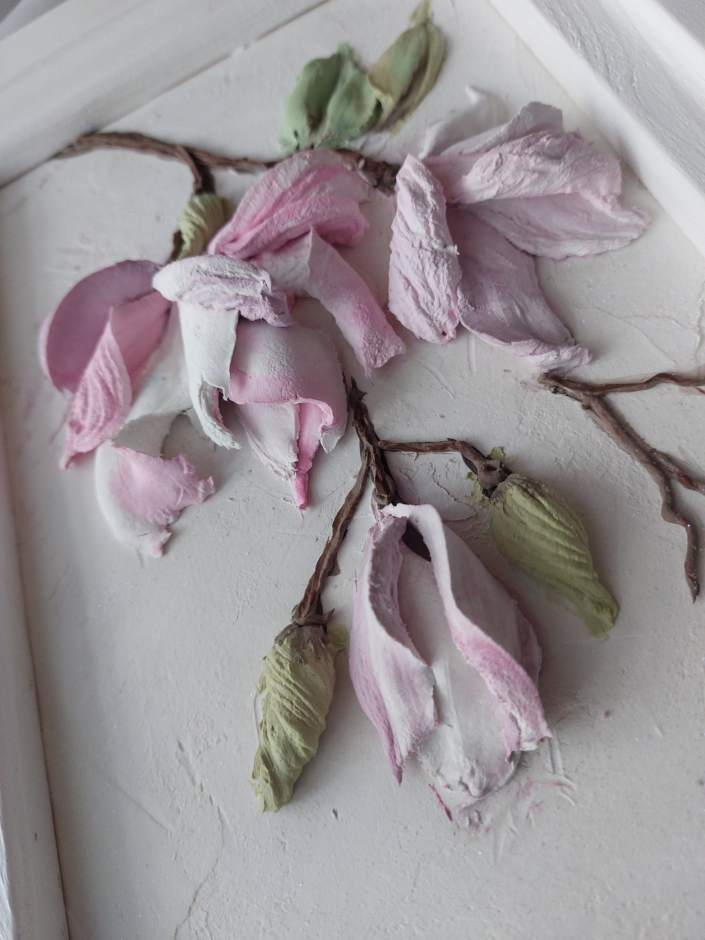 Magnolia Sculpture Painting, Three-dimensional Gypsum Flowers, 3D ...
