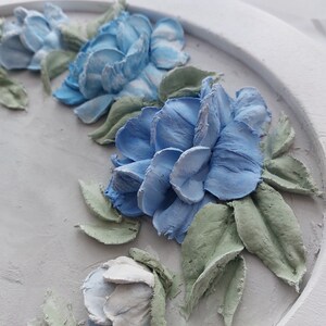 Blue Roses, Sculpture Painting, Three-dimensional Gypsum Flowers, 3D ...