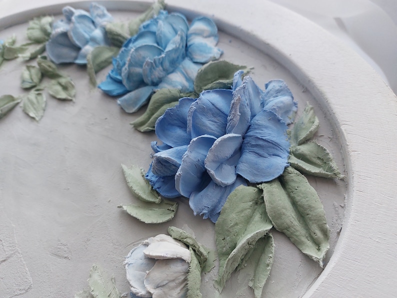Blue Roses, Sculpture Painting, Three-dimensional Gypsum Flowers, 3D ...