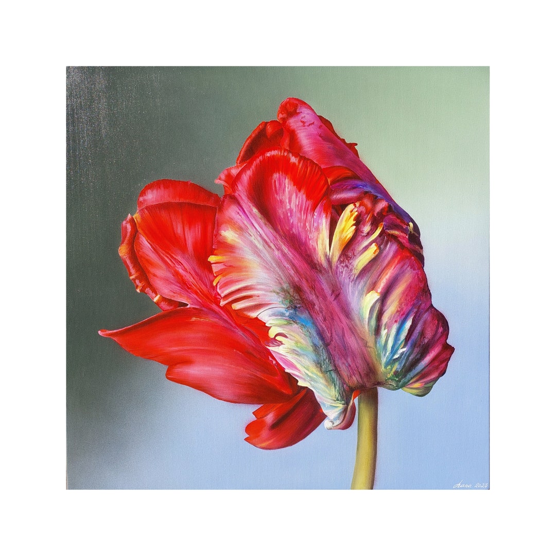 Tulip Painting, Realism Flowers,realistic Oil Painting, Original Oil ...