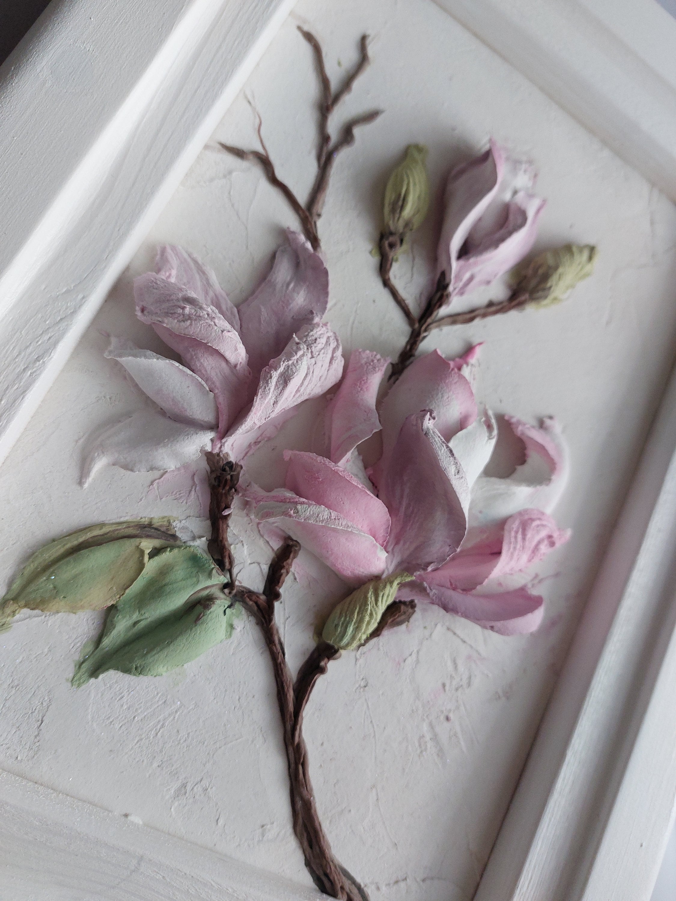 Magnolia Sculpture Painting, Three-dimensional Gypsum Flowers, 3D ...