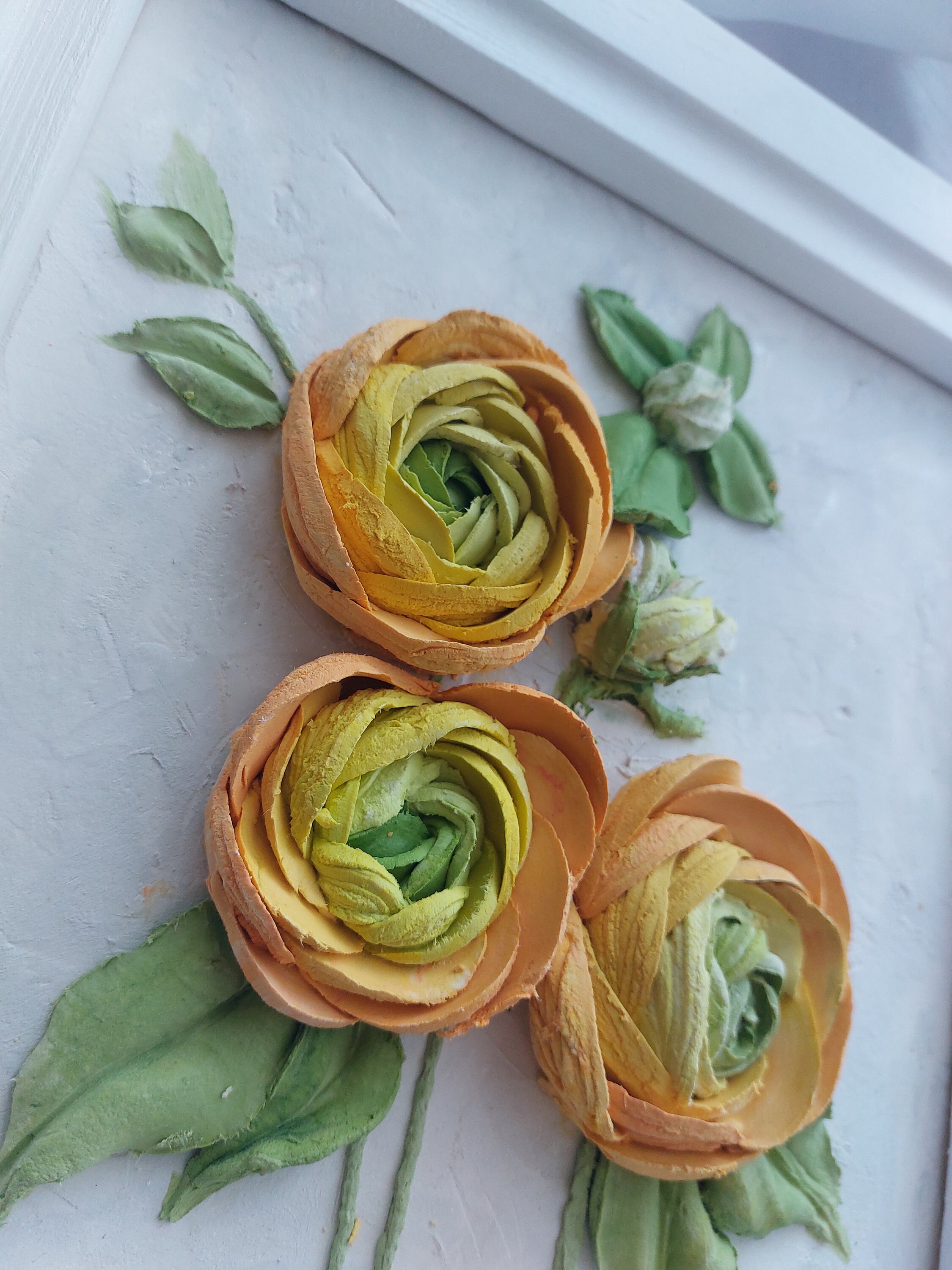 Sculpture Painting Ranunculus, Three-dimensional Gypsum Flowers, 3D ...
