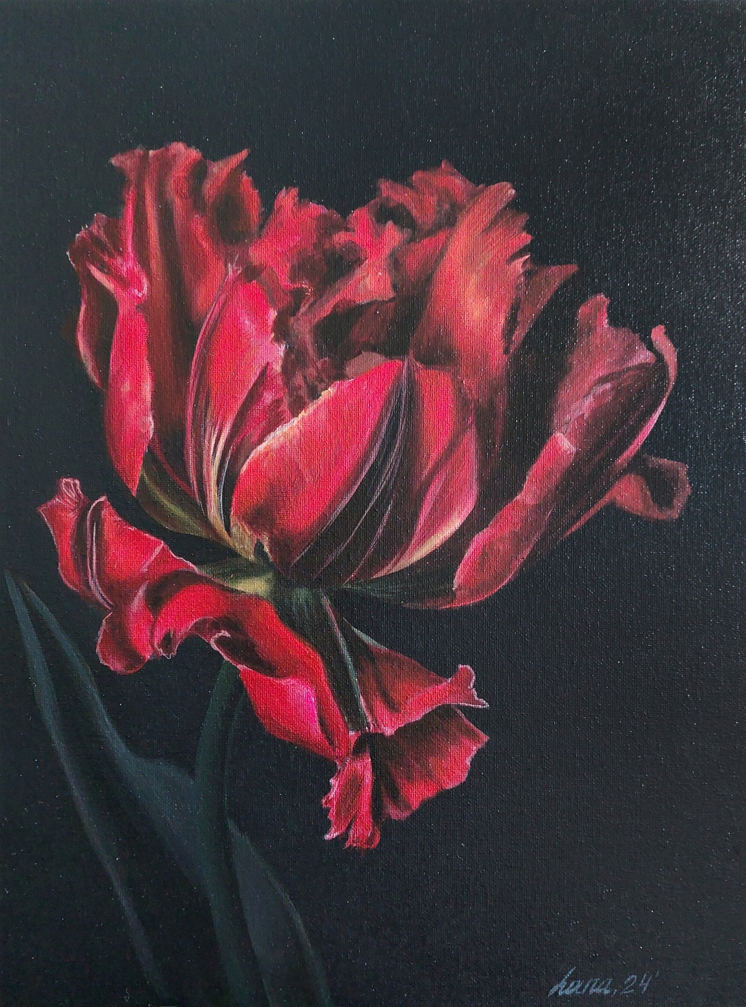 Tulip Painting, Realism Flowers,realistic Oil Painting, Original Oil ...