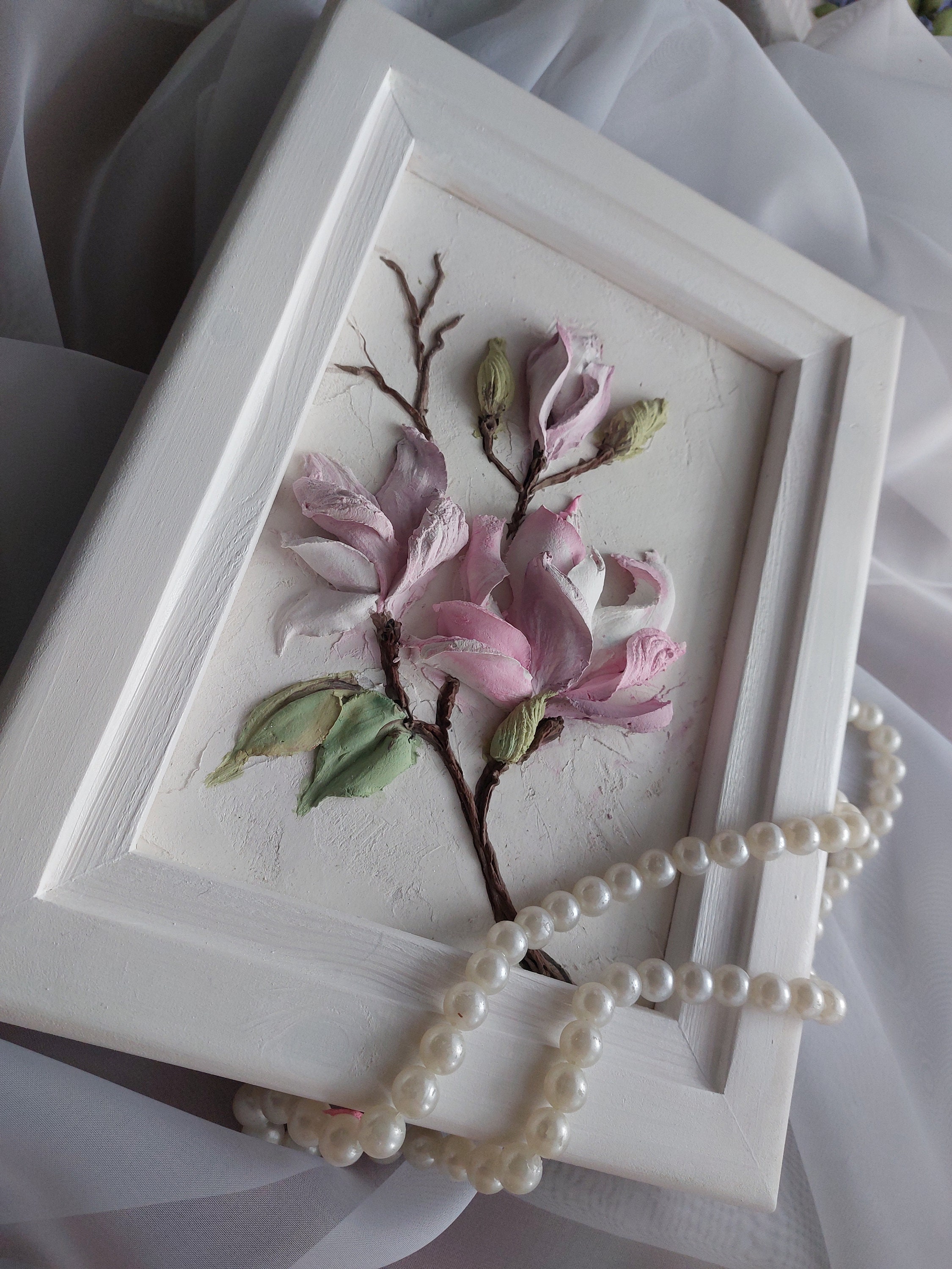 Magnolia Sculpture Painting, Three-dimensional Gypsum Flowers, 3D ...