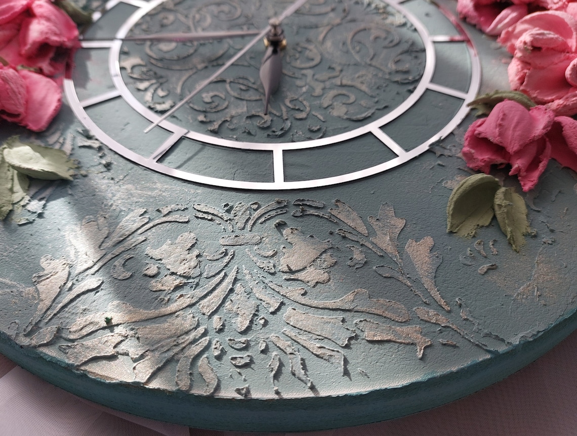 Clocks Using Sculptural Painting Technique, Floral Clocks, Wall Vintage ...