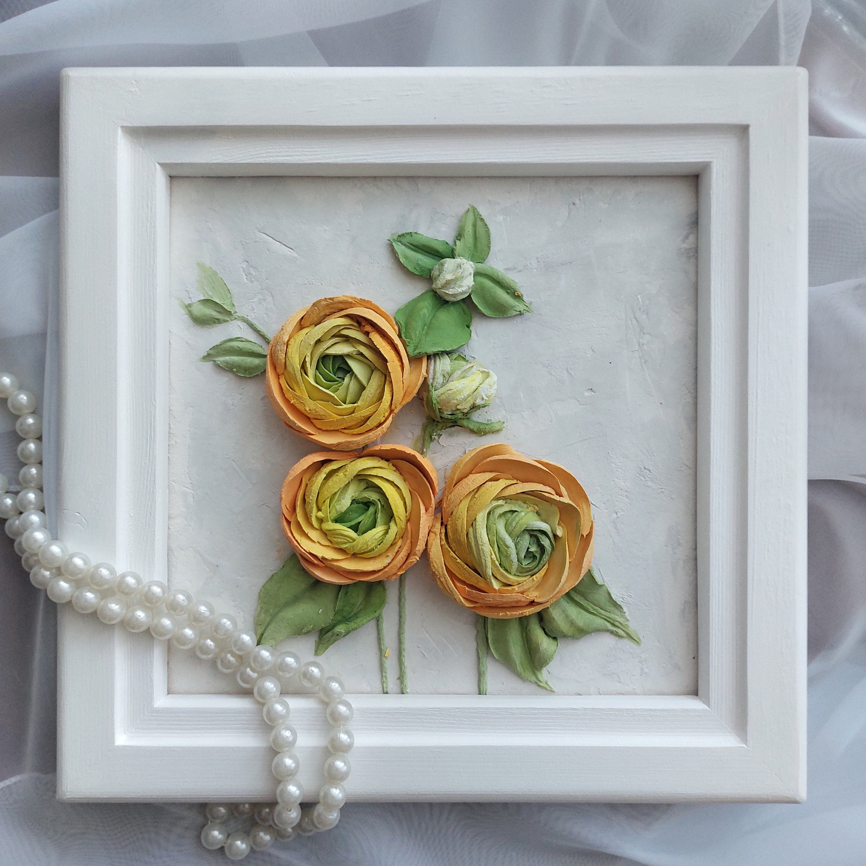 Sculpture Painting Ranunculus, Three-dimensional Gypsum Flowers, 3D ...