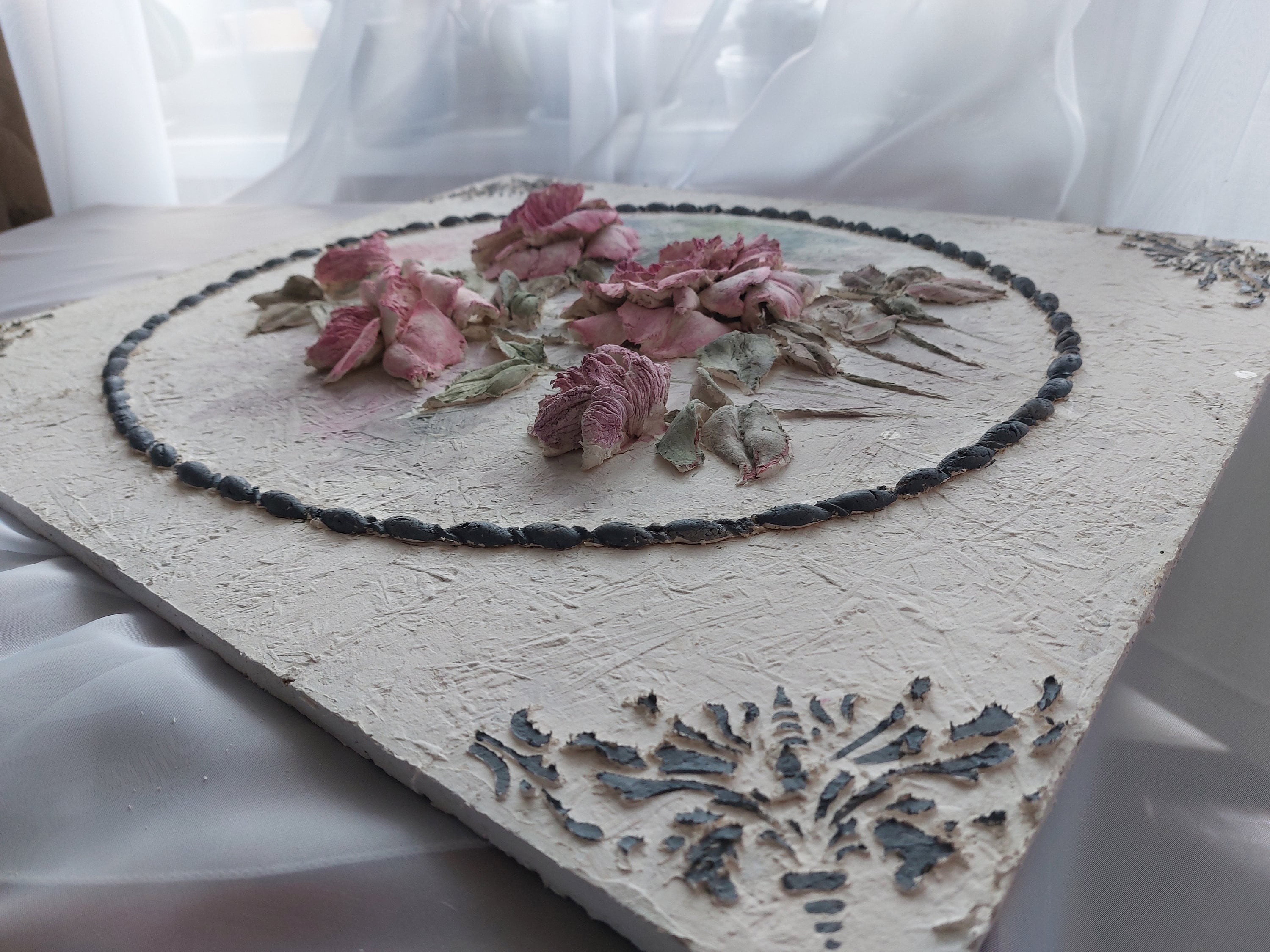 Sculpture Painting Roses, Three-dimensional Flowers With Plaster, 3d ...