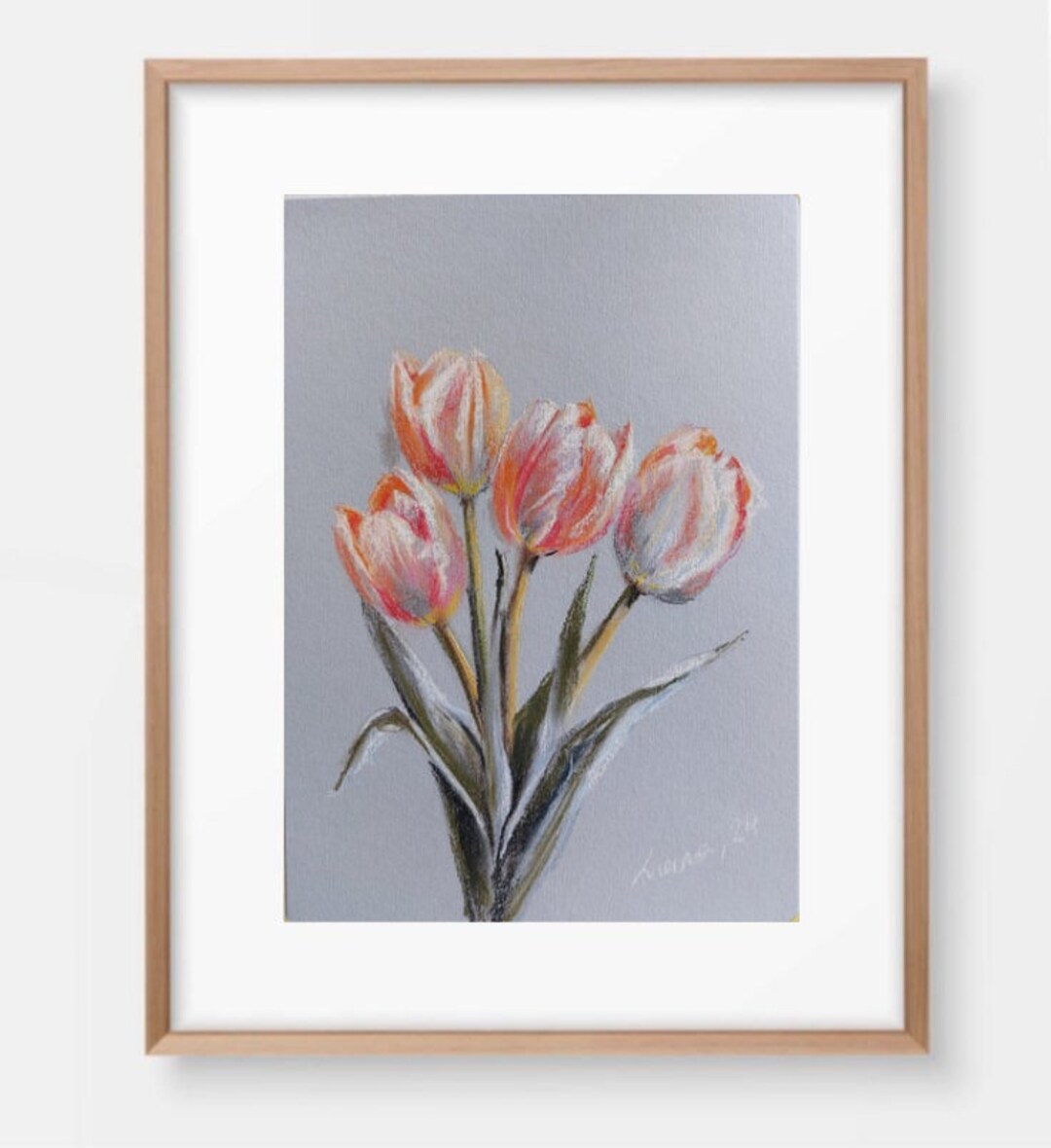 Tulips Pastel Drawing, Dry Pastel Art, Dry Pastel Art, Graphic Flowers ...