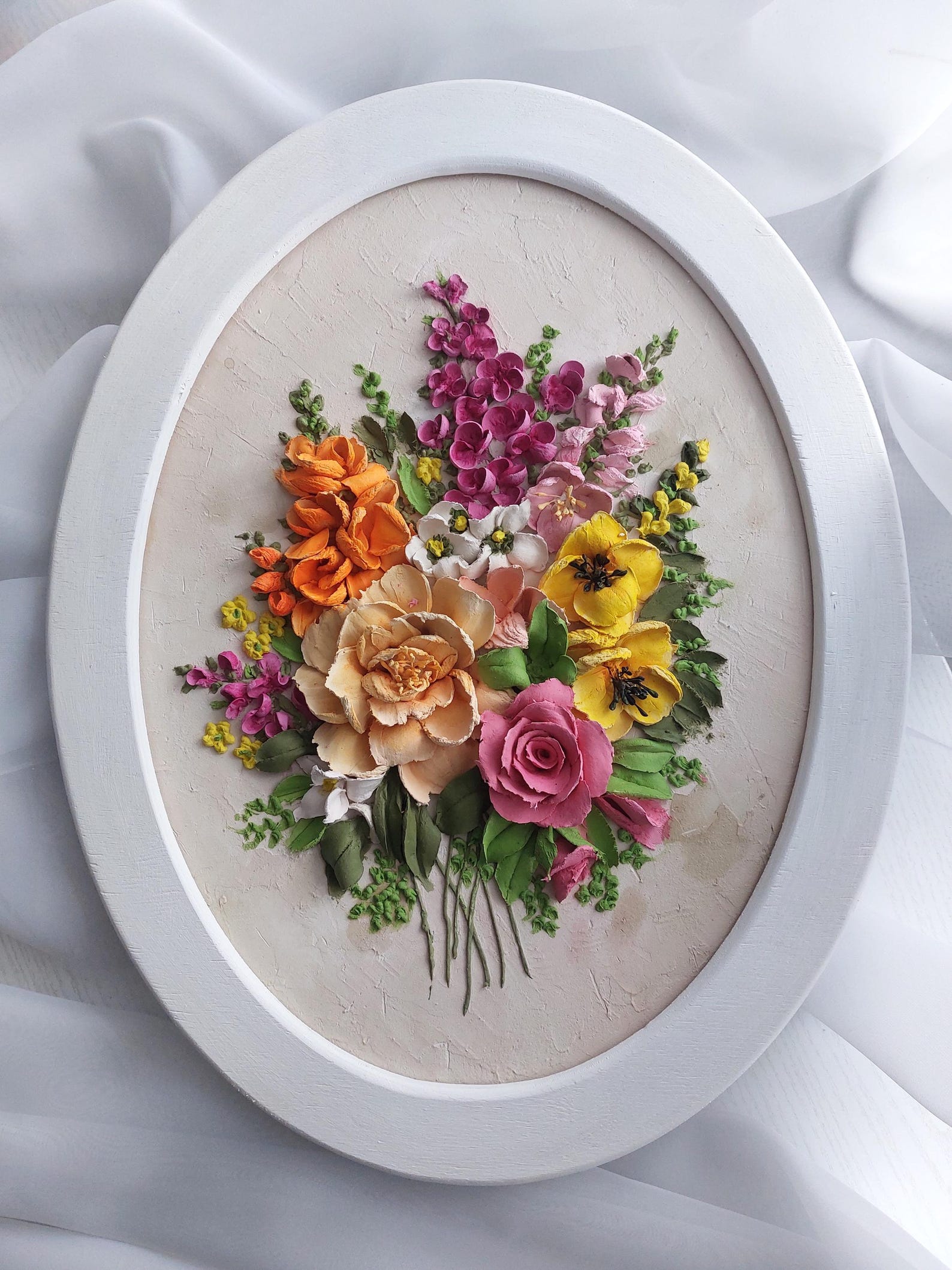 3D Sculptural Wedding Bouquet Painting From Photo – Handmade Plaster ...