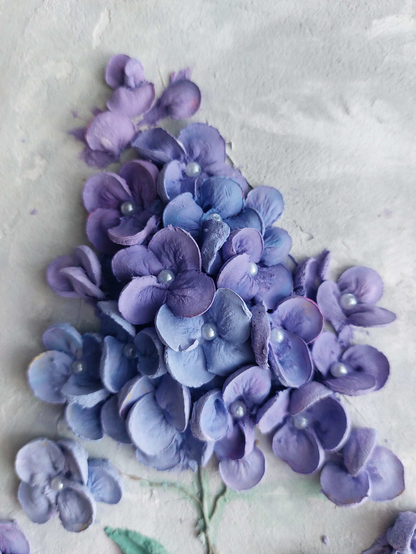 Lilac Sculpture Painting, Three-dimensional Gypsum Flowers, 3D Flower ...