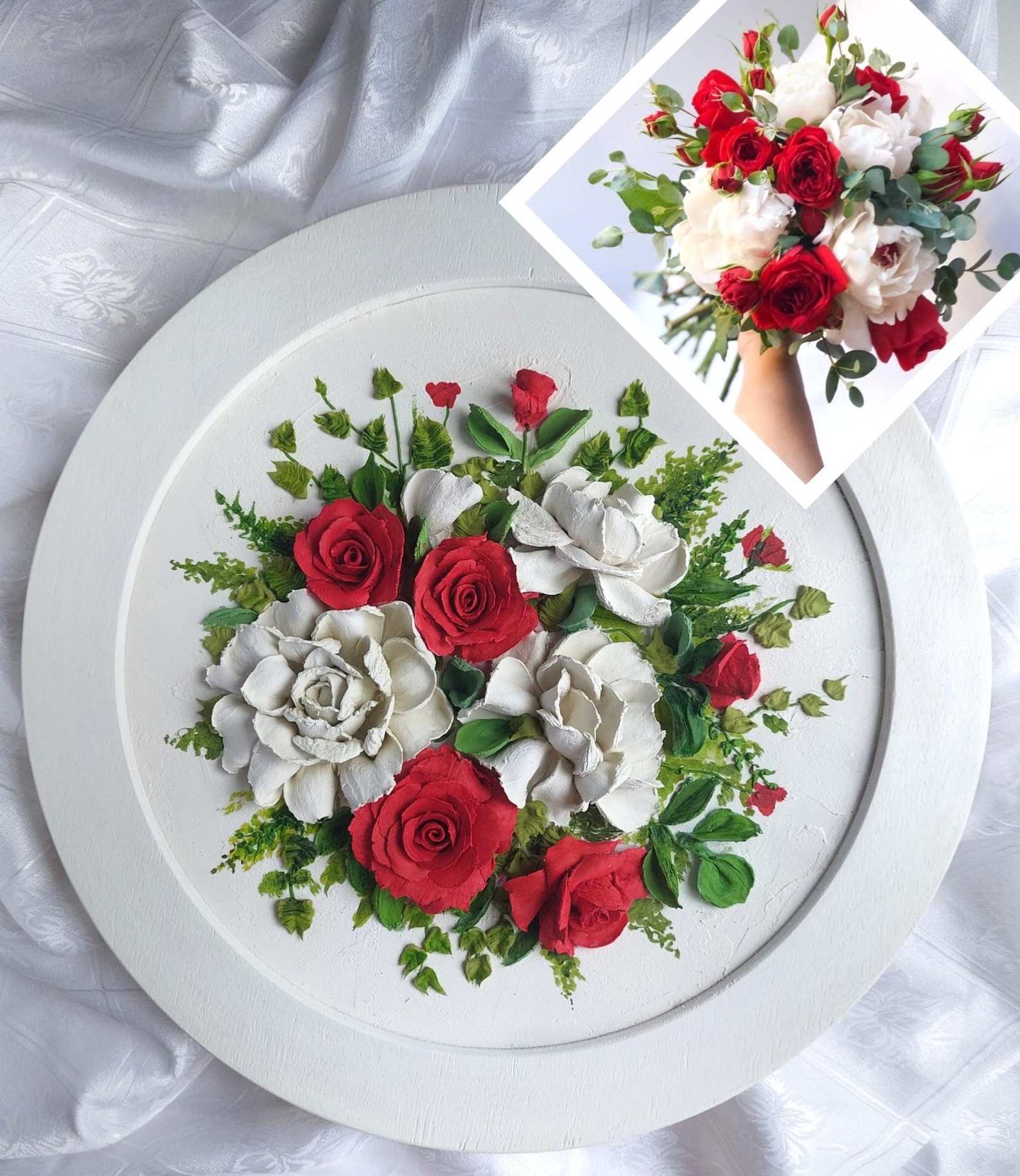 3D Sculptural Wedding Bouquet Painting From Photo – Handmade Plaster ...