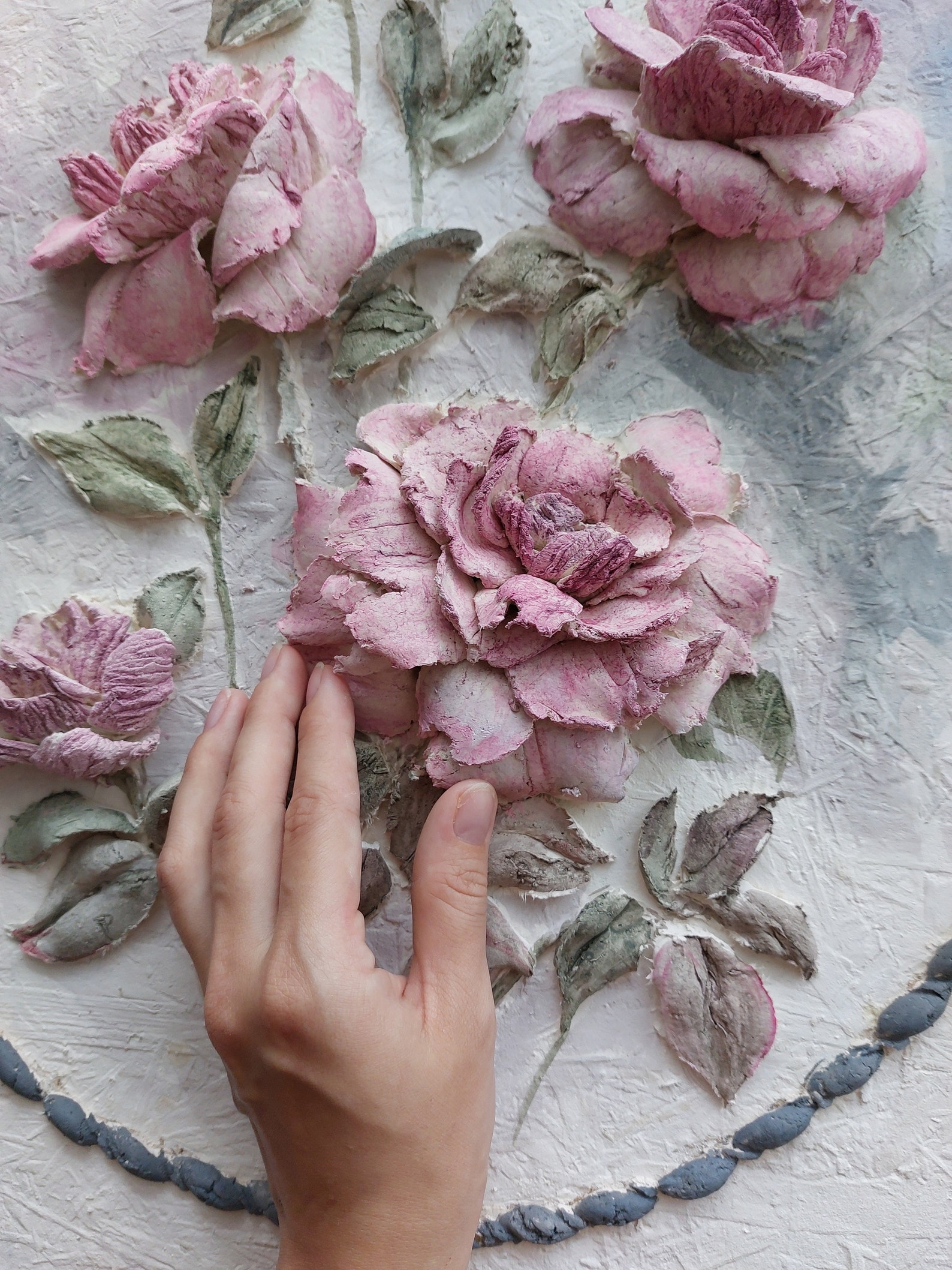 Sculpture Painting Roses, Three-dimensional Flowers With Plaster, 3d ...