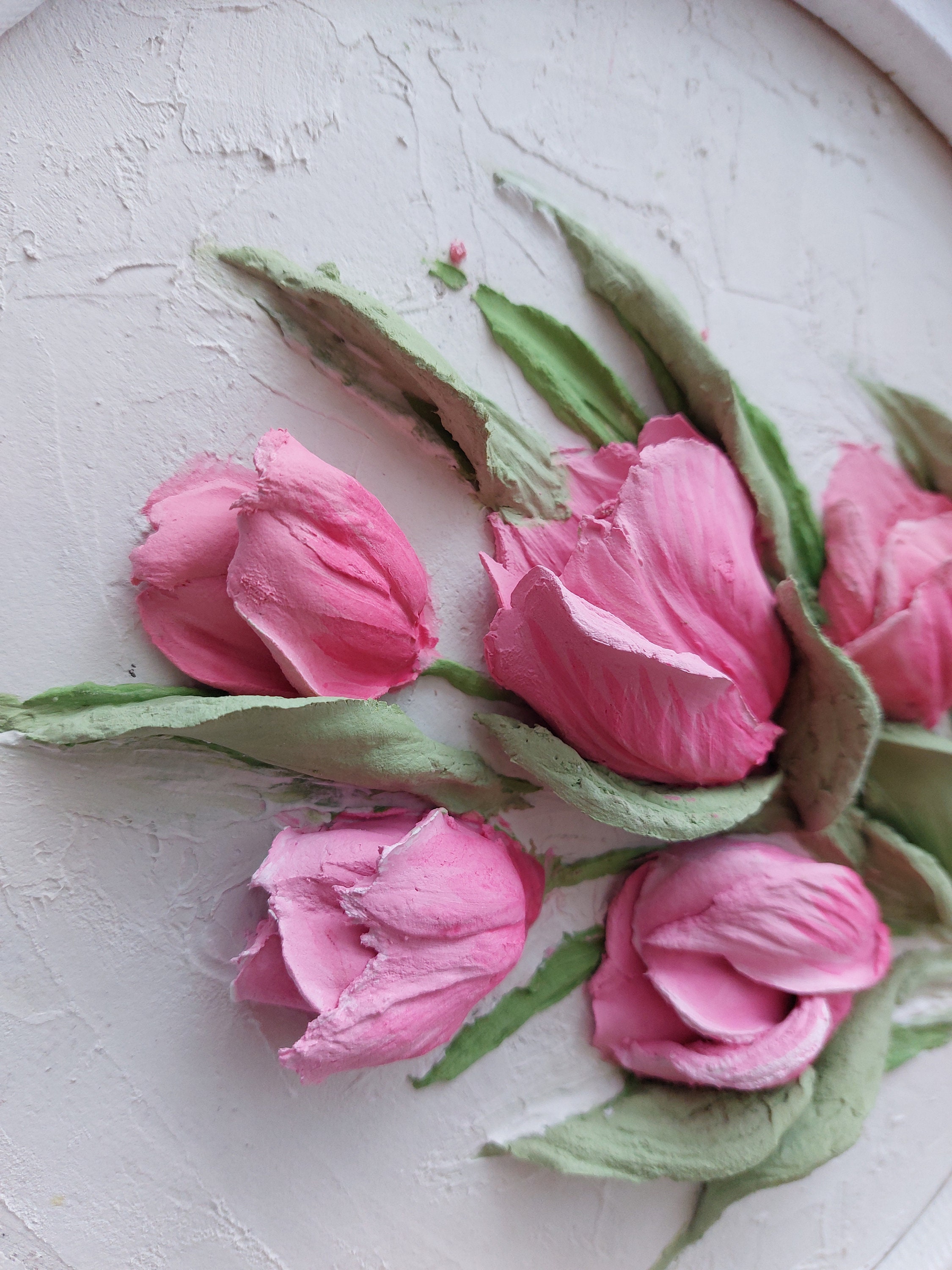 Tulips From Plaster, Sculptural Painting Tulip, Sculptural Art ...