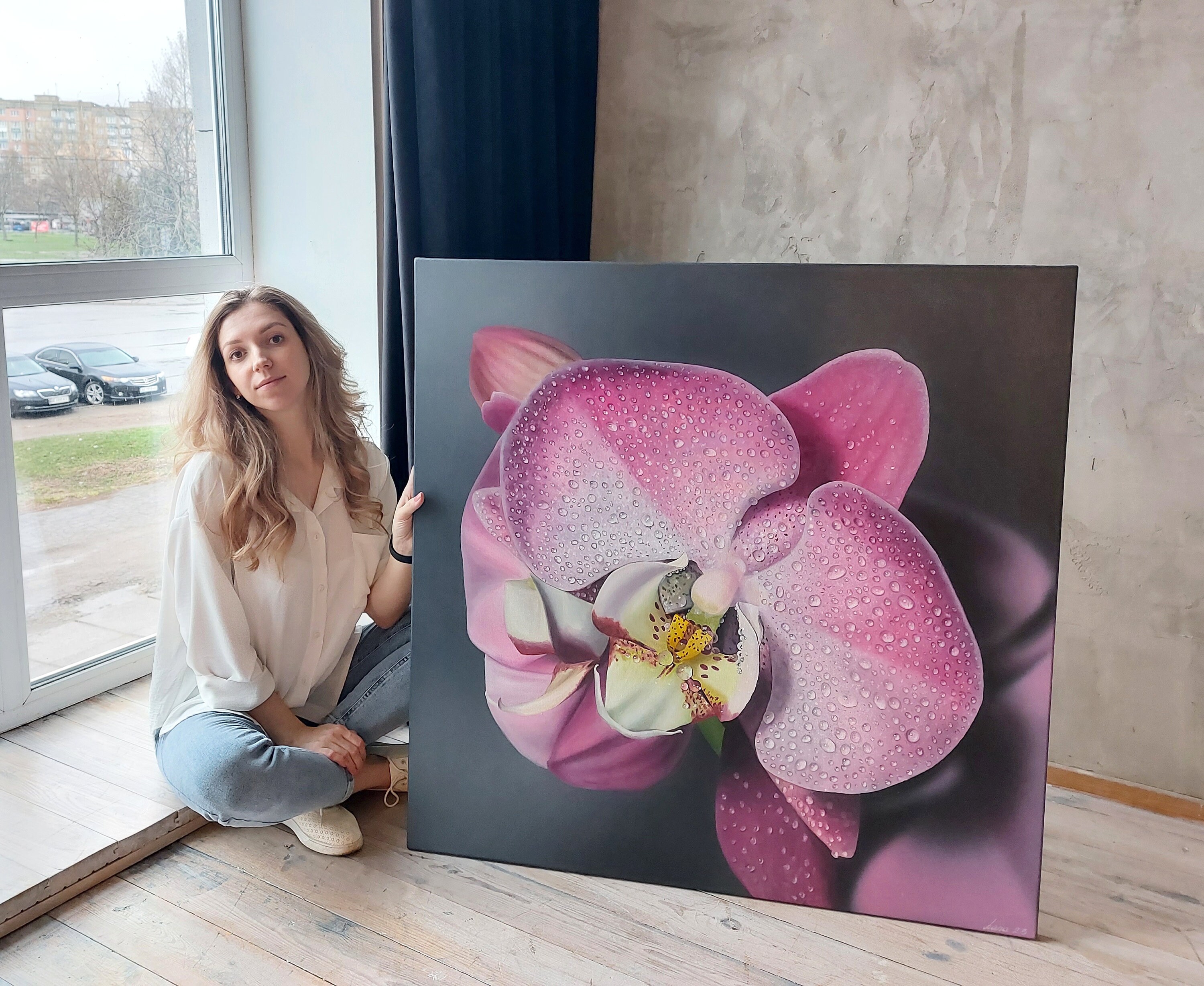 Orchid Painting on Canvas, Flowers Realism Painting, Hyperrealistic ...