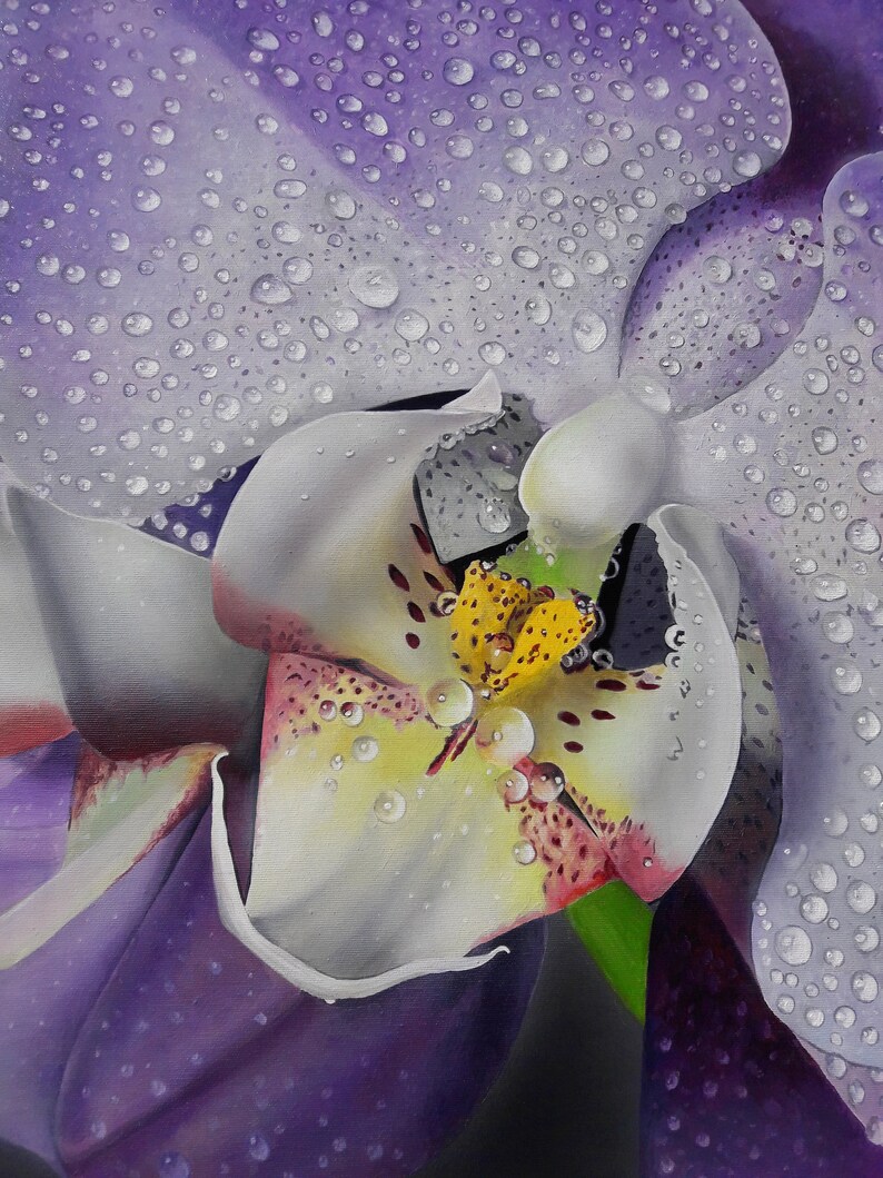 Orchid Painting on Canvas, Wall Art, Realism, Original Acrylic Painting ...