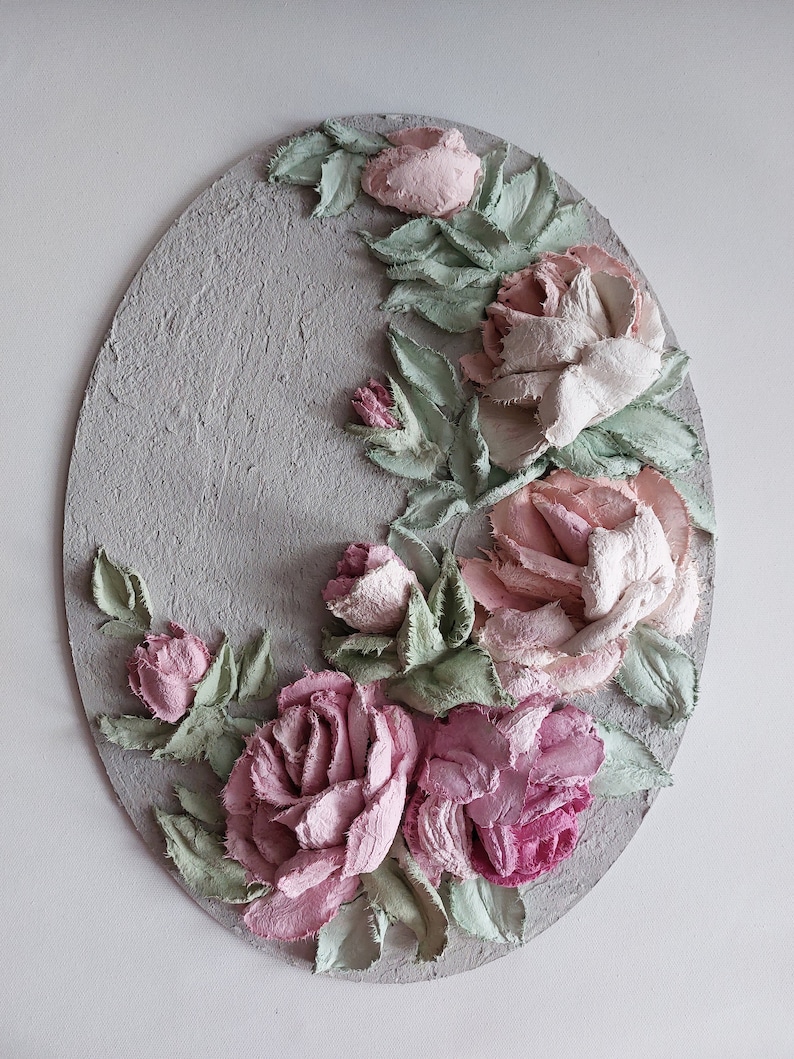 Sculptural Painting, 3d Plaster Flowers, Panels With Decorative Plaster ...