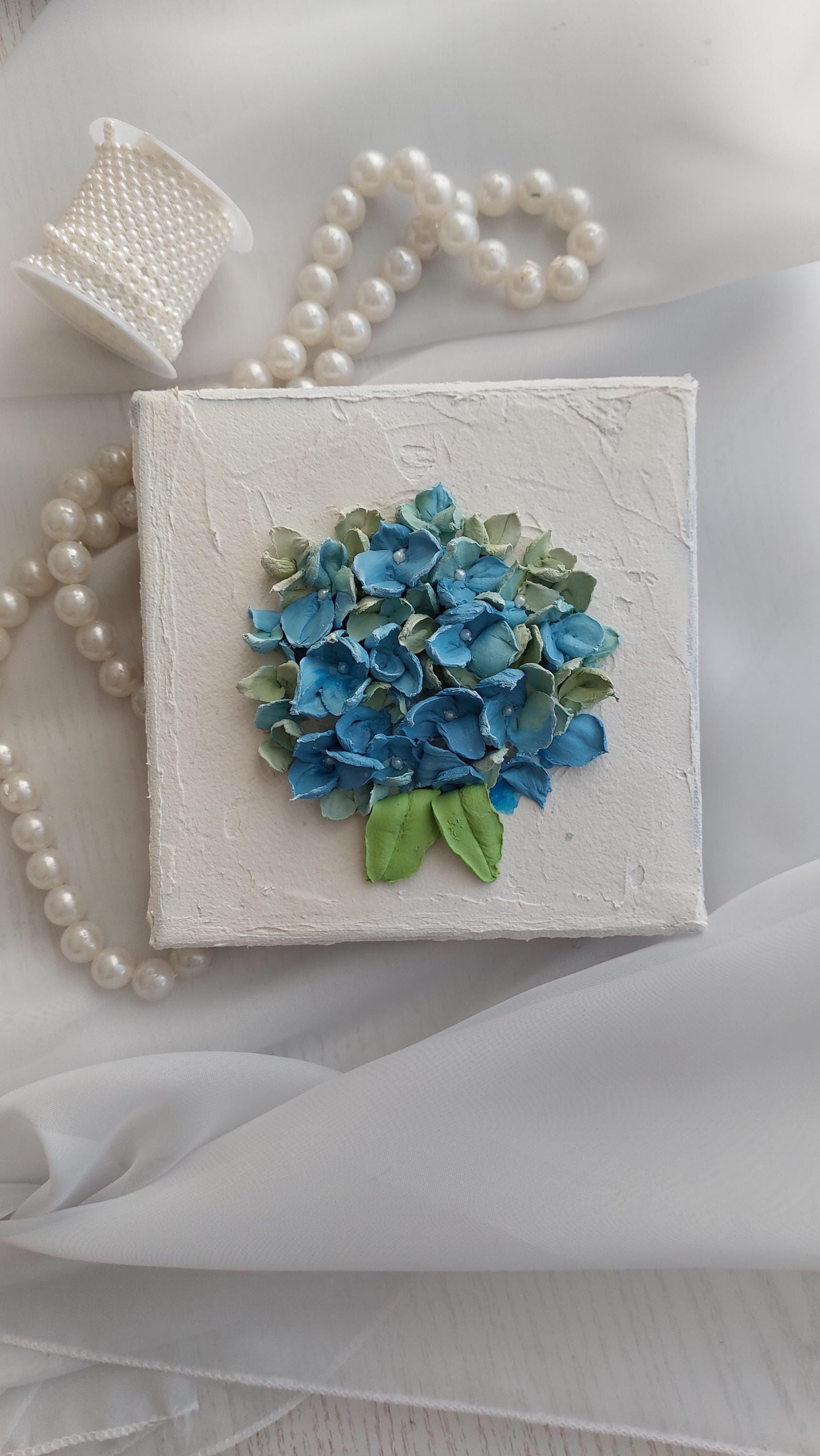 Hydrangea Sculpture Painting, 3D Gypsum Flowers, 3d Blue Hydrangea ...
