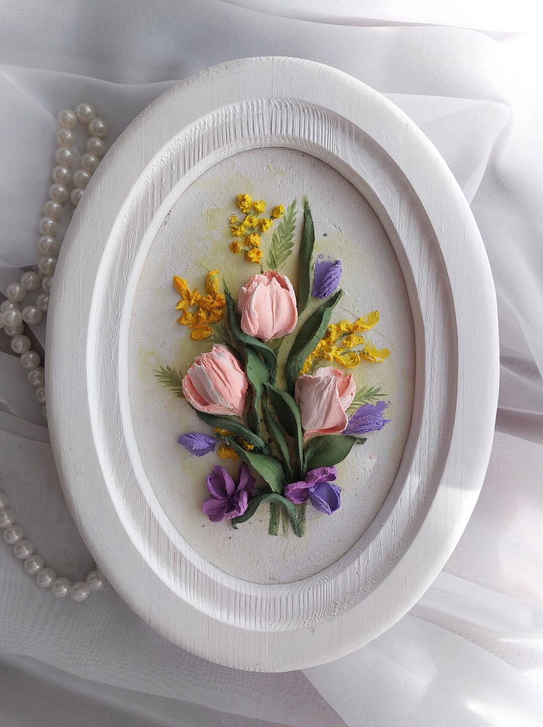 3d Art, 3d Panel, Pink Tulip Sculpture Painting, Flower Sculpture ...