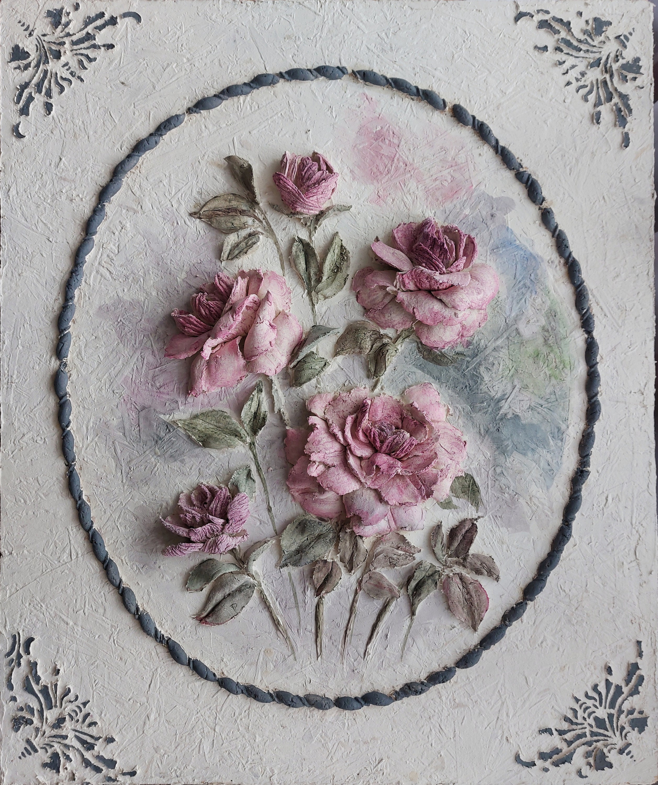 Sculpture Painting Roses, Three-dimensional Flowers With Plaster, 3d ...