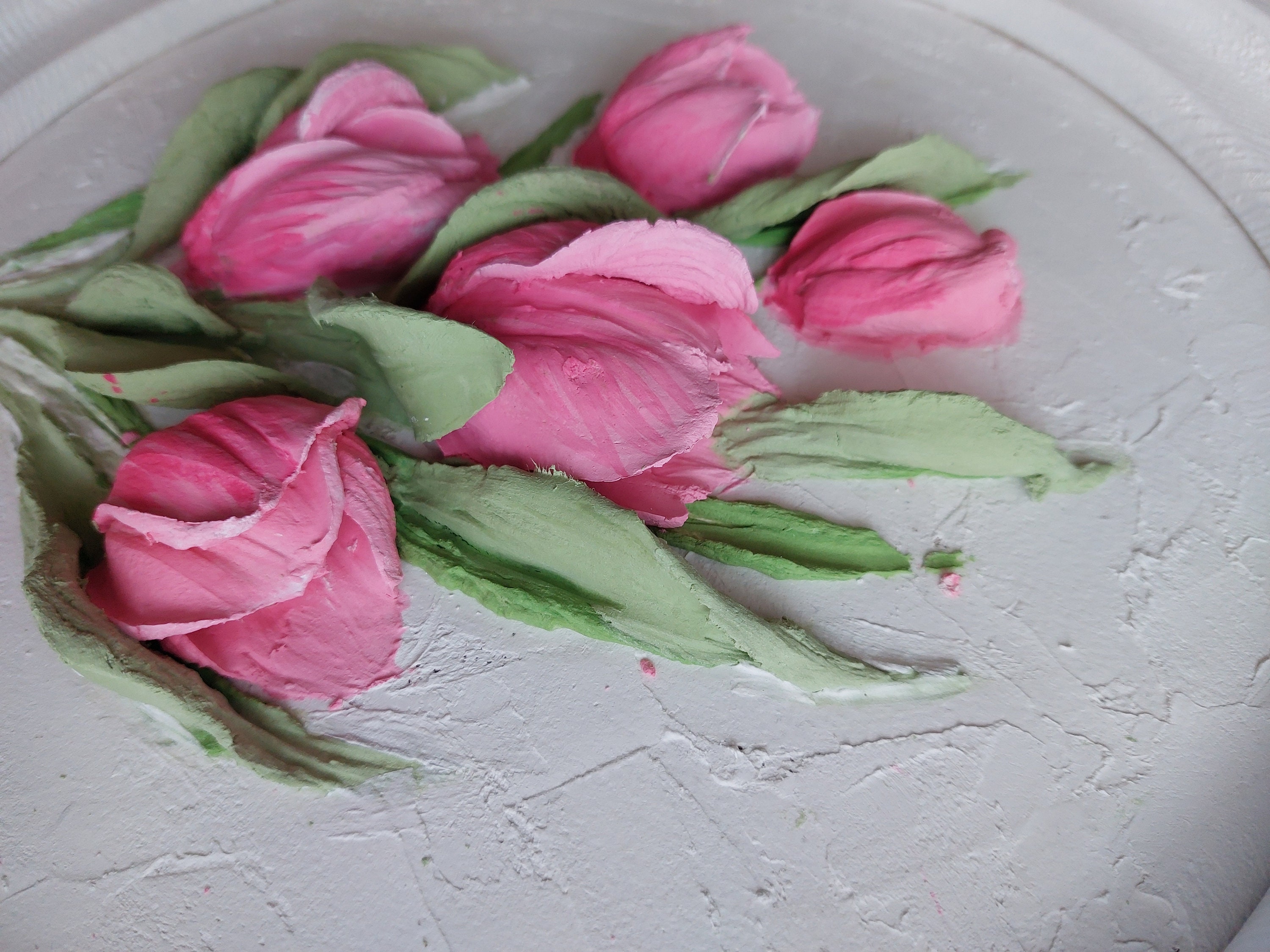 Plaster Panel Sculptural Painting Tulip Sculptural Art - Etsy