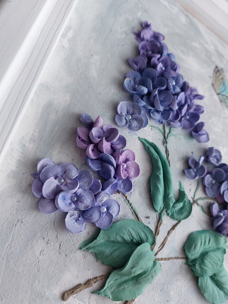 Lilac Sculpture Painting, Three-dimensional Gypsum Flowers, 3D Flower ...