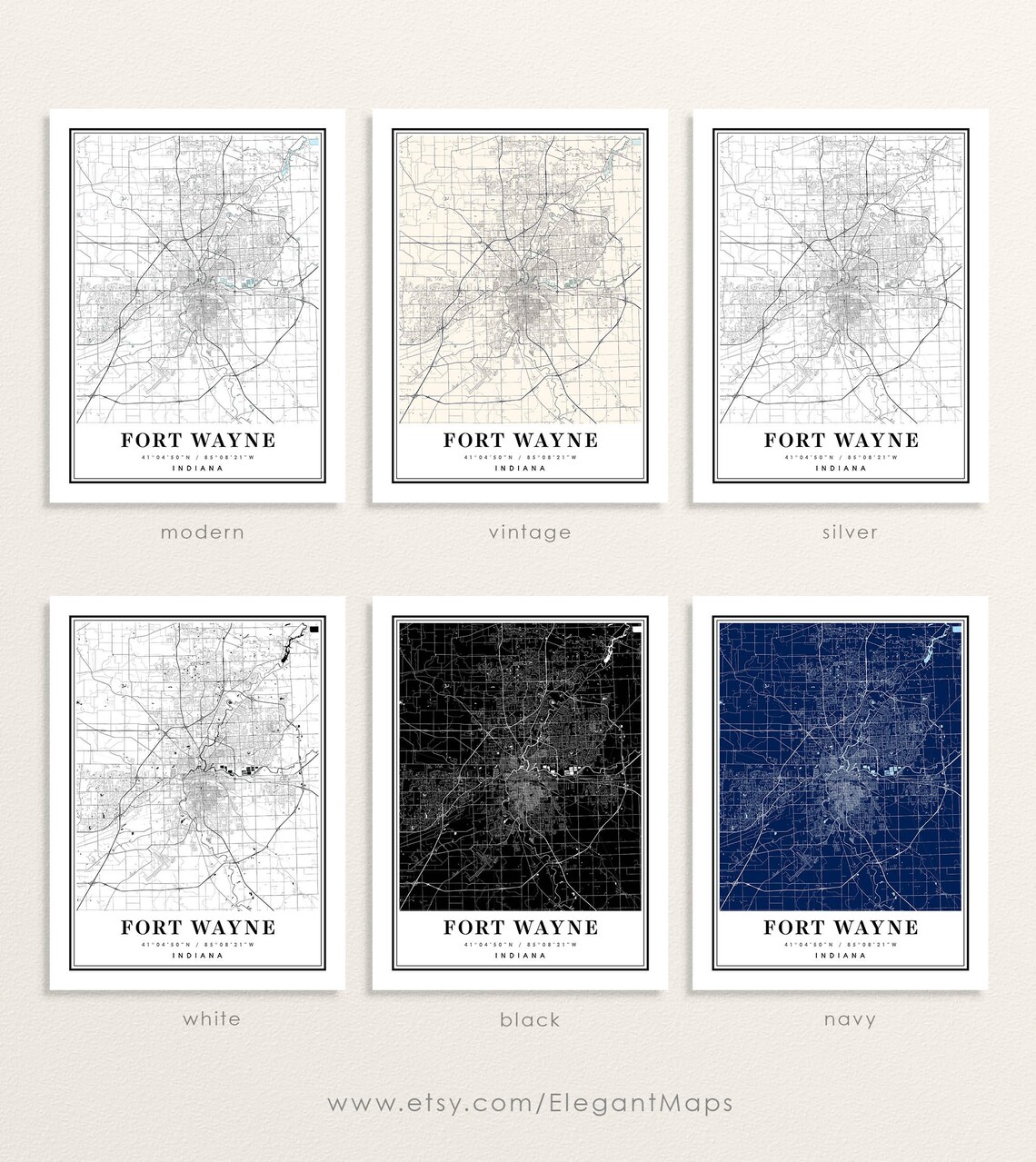 Fort Wayne Indiana Map Fort Wayne IN Map Fort Wayne City | Etsy