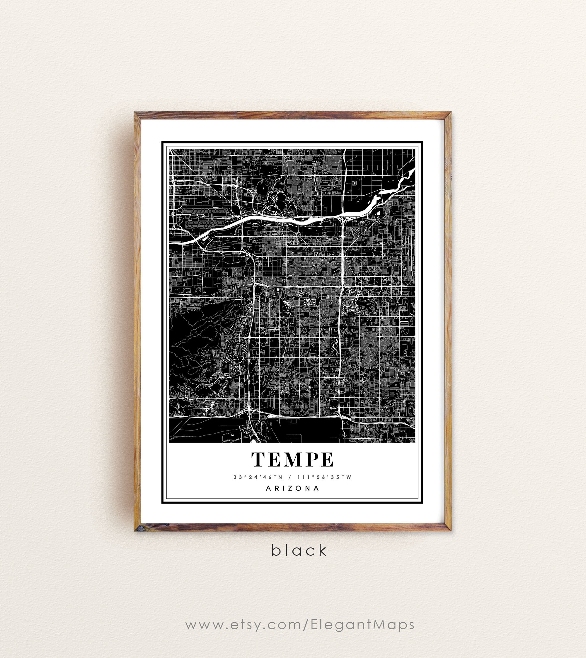 Tempe Arizona Map Tempe AZ Map Tempe City Map Tempe Print - Etsy