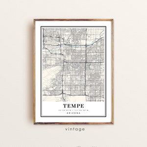 Tempe Arizona Map, Tempe AZ Map, Tempe City Map, Tempe Print, Tempe ...