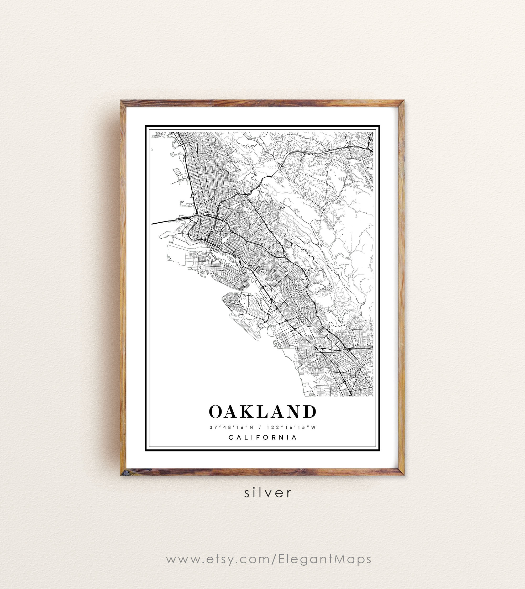 Oakland California Map Oakland CA Map Oakland City Map | Etsy