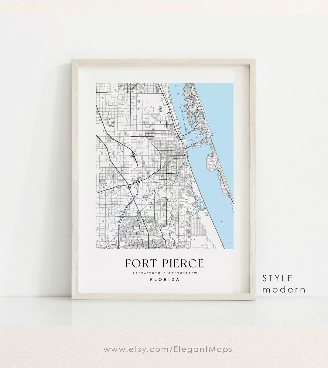 Fort Pierce Florida Map, Fort Pierce FL Map, Fort Pierce City Print ...