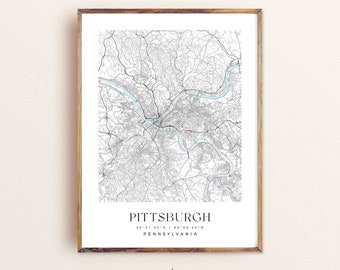 Personalized Pittsburgh City Map Art Print - Custom Run Modern Wall ...