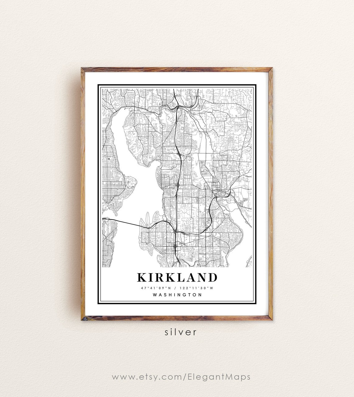 Kirkland Washington Map Kirkland WA Map Kirkland City Map | Etsy
