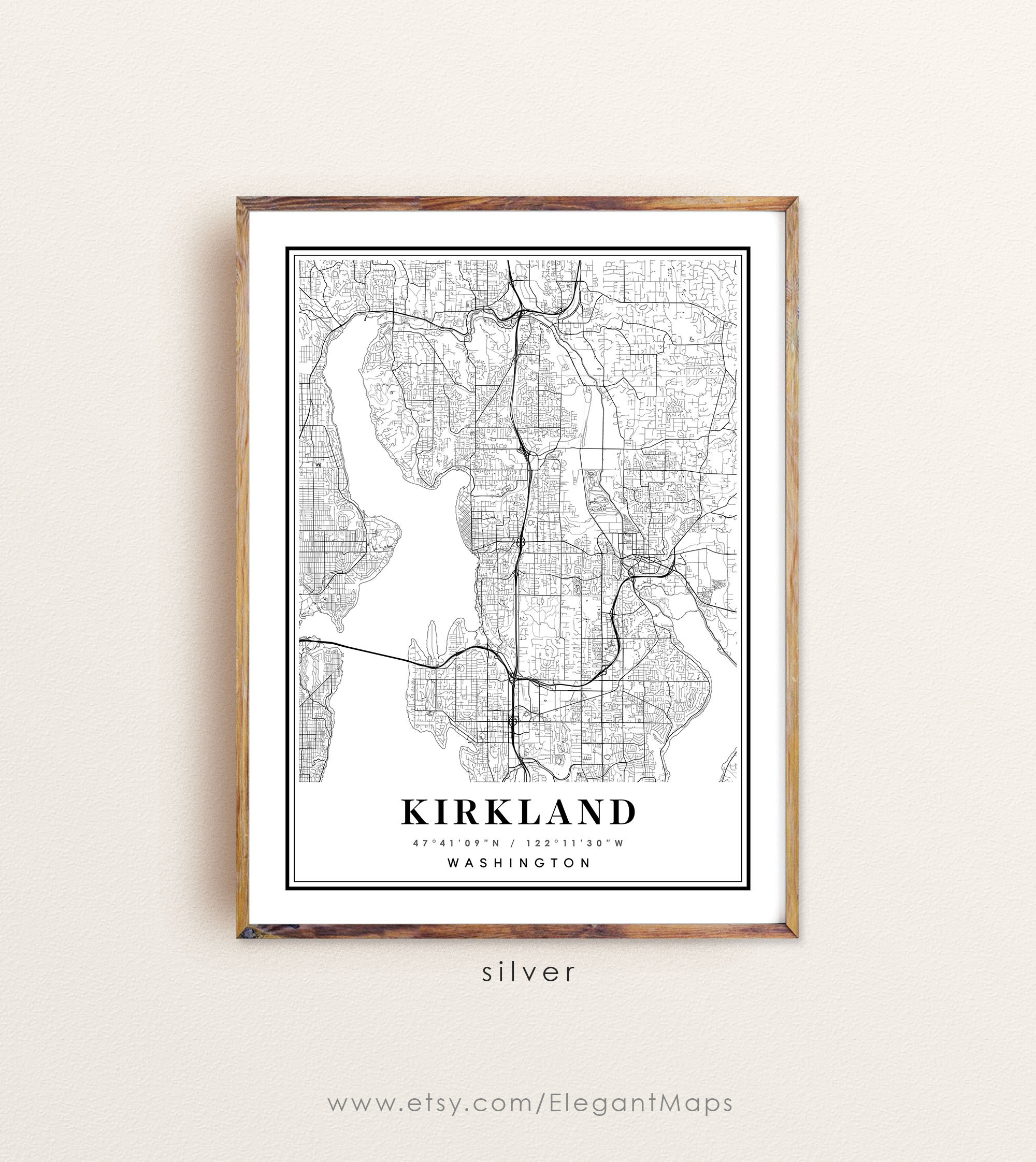 Kirkland Washington Map Kirkland WA Map Kirkland City Map - Etsy