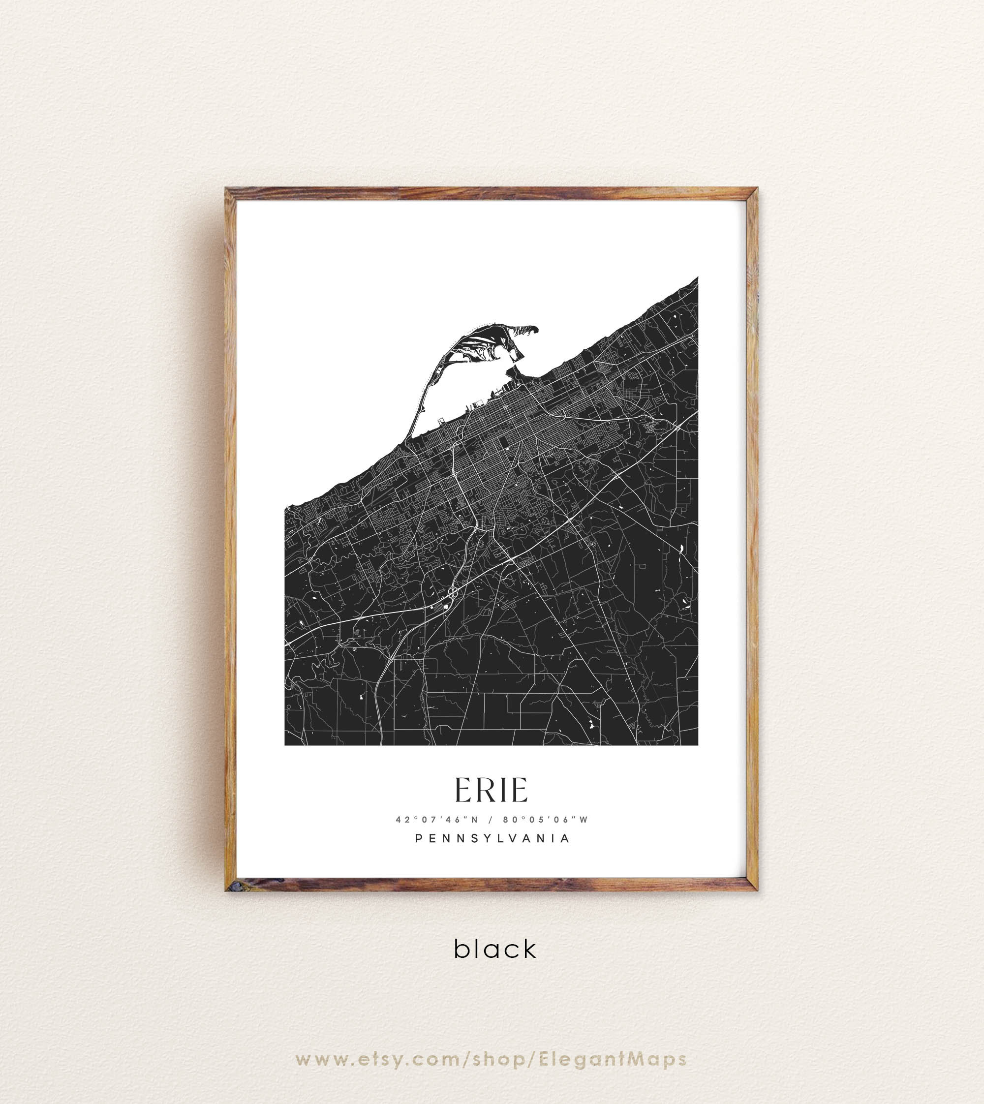 Erie Pennsylvania Map Erie PA Map Erie City Print Erie - Etsy UK