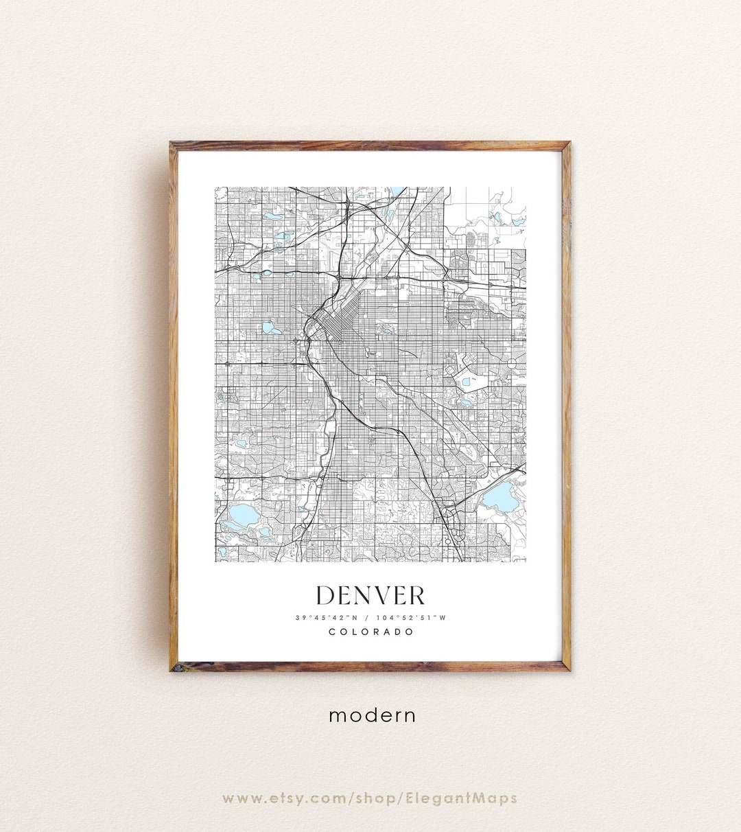 Mapa de Denver Colorado Mapa de Denver CO Impresión de la - Etsy México