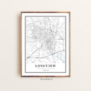 Longview Texas map Longview TX map Longview city map | Etsy