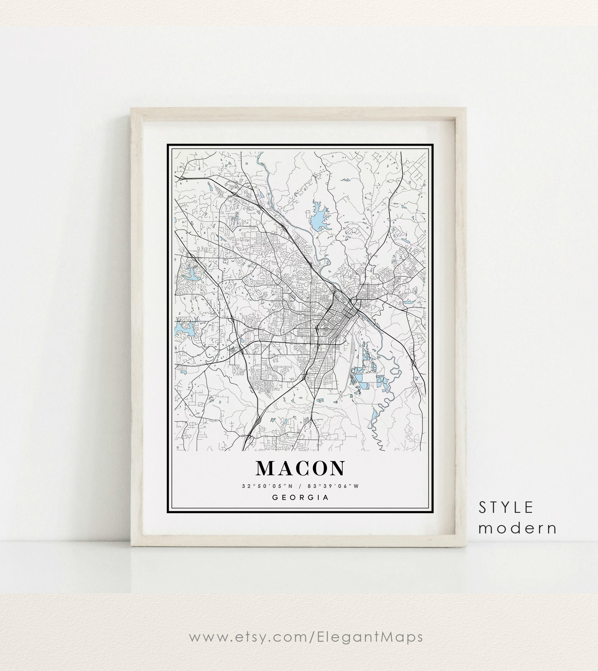 Macon Georgia Map Macon GA Map Macon City Map Macon Print | Etsy