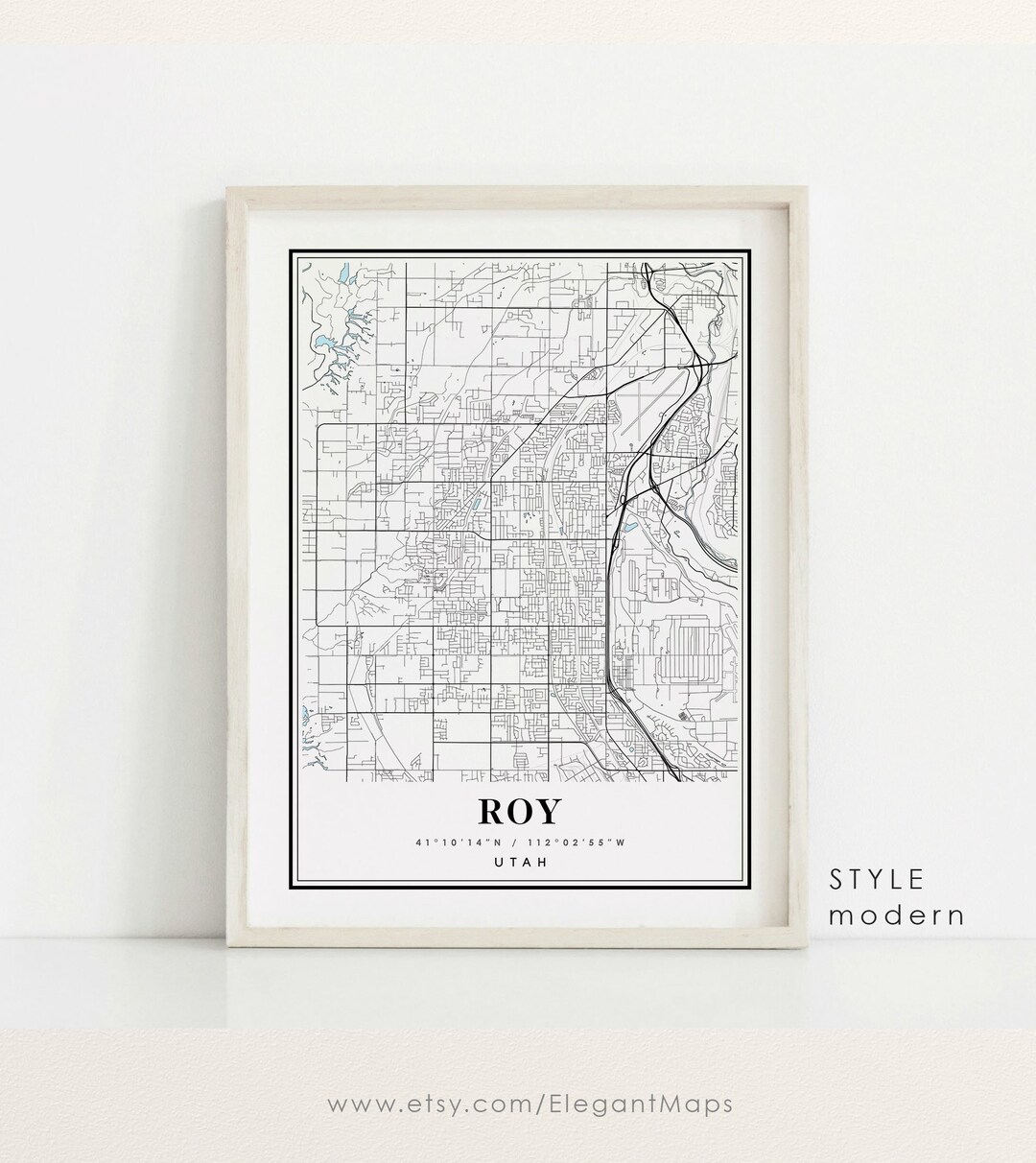 Mapa de Roy Utah, mapa de Roy UT, mapa de la ciudad de Roy, impresión ...