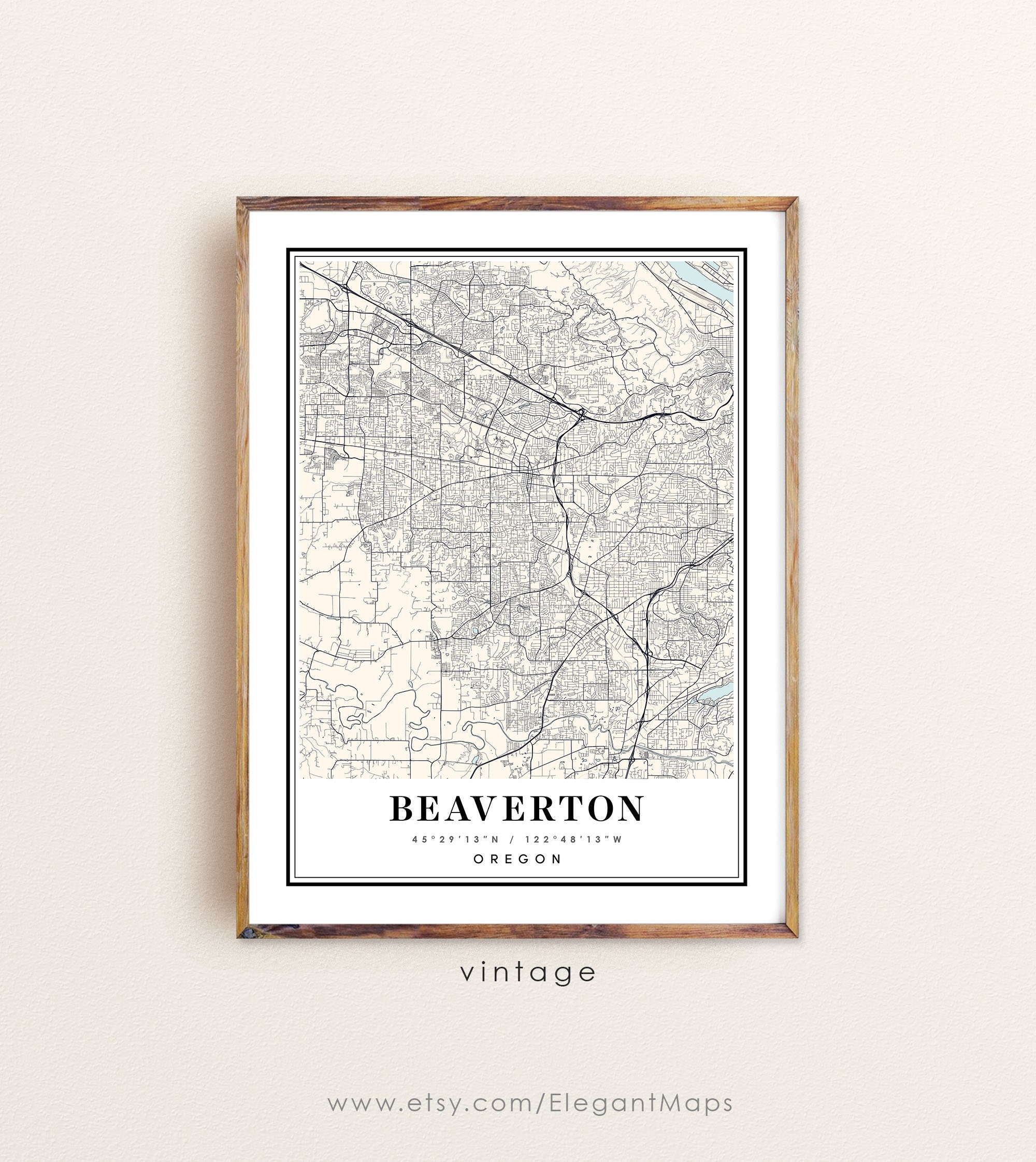 Minimalist Beaverton Map Modern Map Poster Beaverton Beaverton Oregon ...
