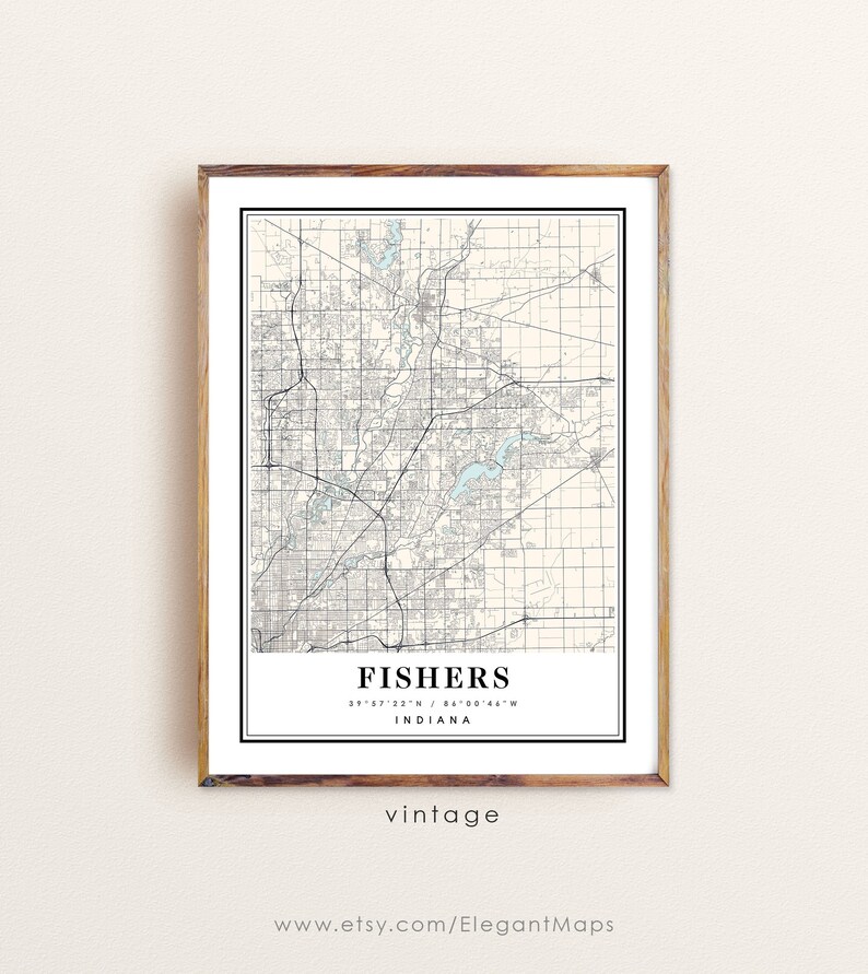 Fishers Indiana Map Fishers IN Map Fishers City Map Fishers - Etsy