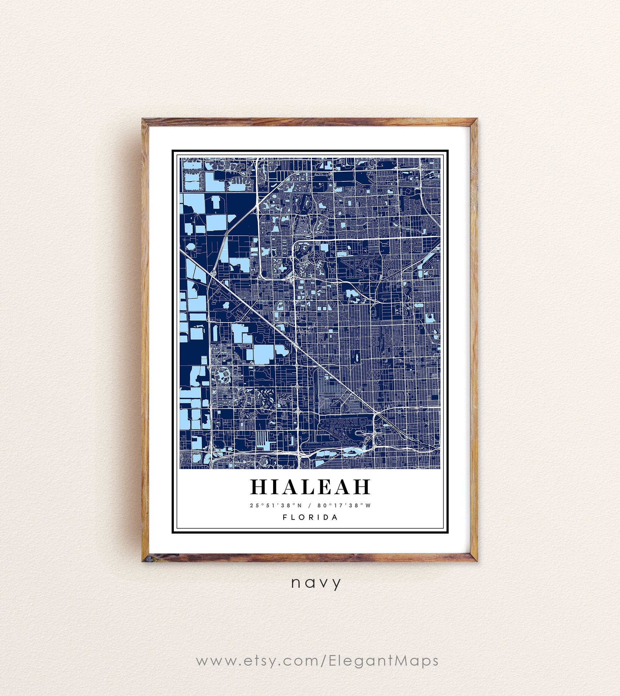 Hialeah Florida Map Hialeah FL Map Hialeah City Map Hialeah - Etsy