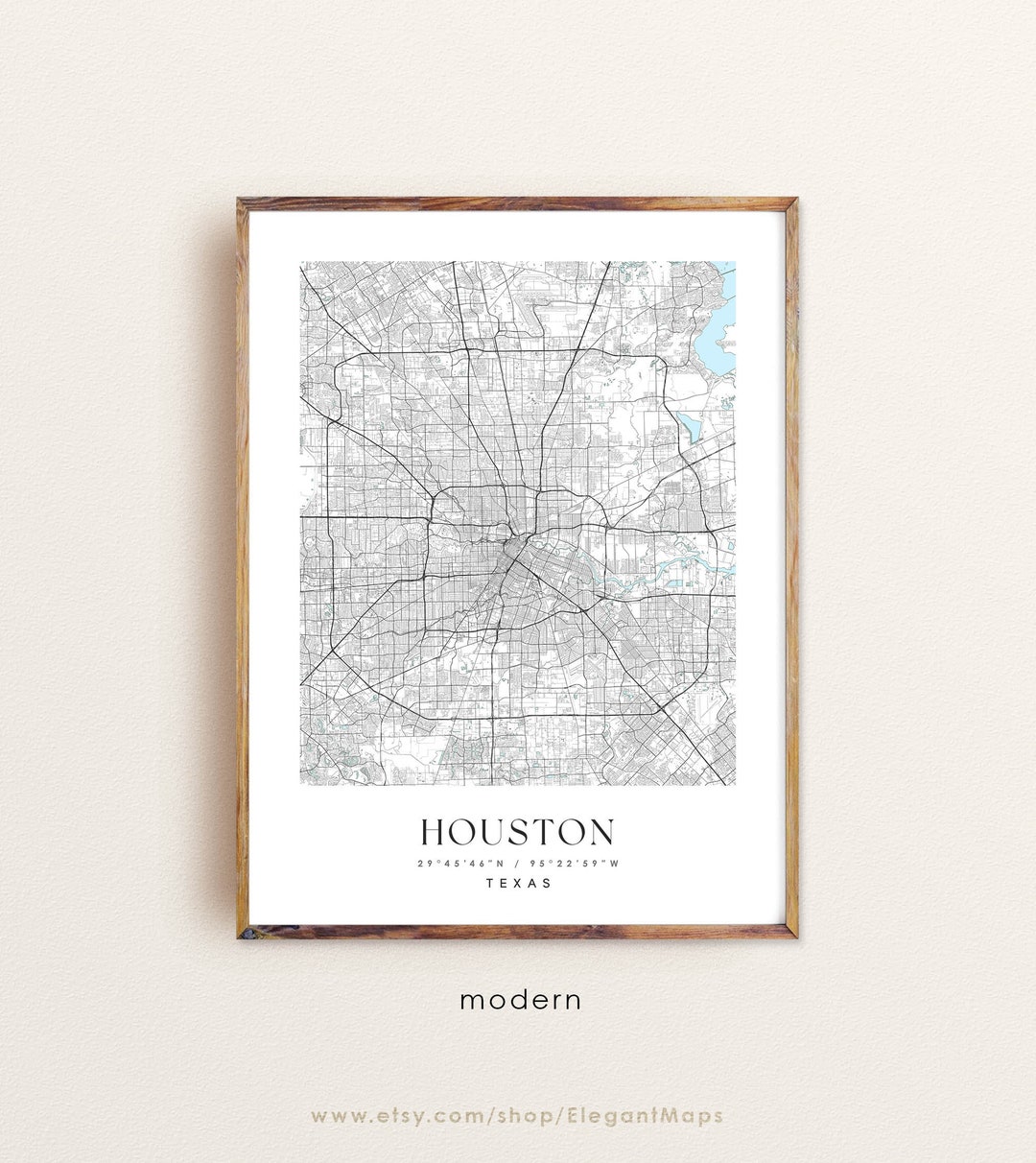 Houston Texas City Map Art Print: Custom Wall Decor - Etsy