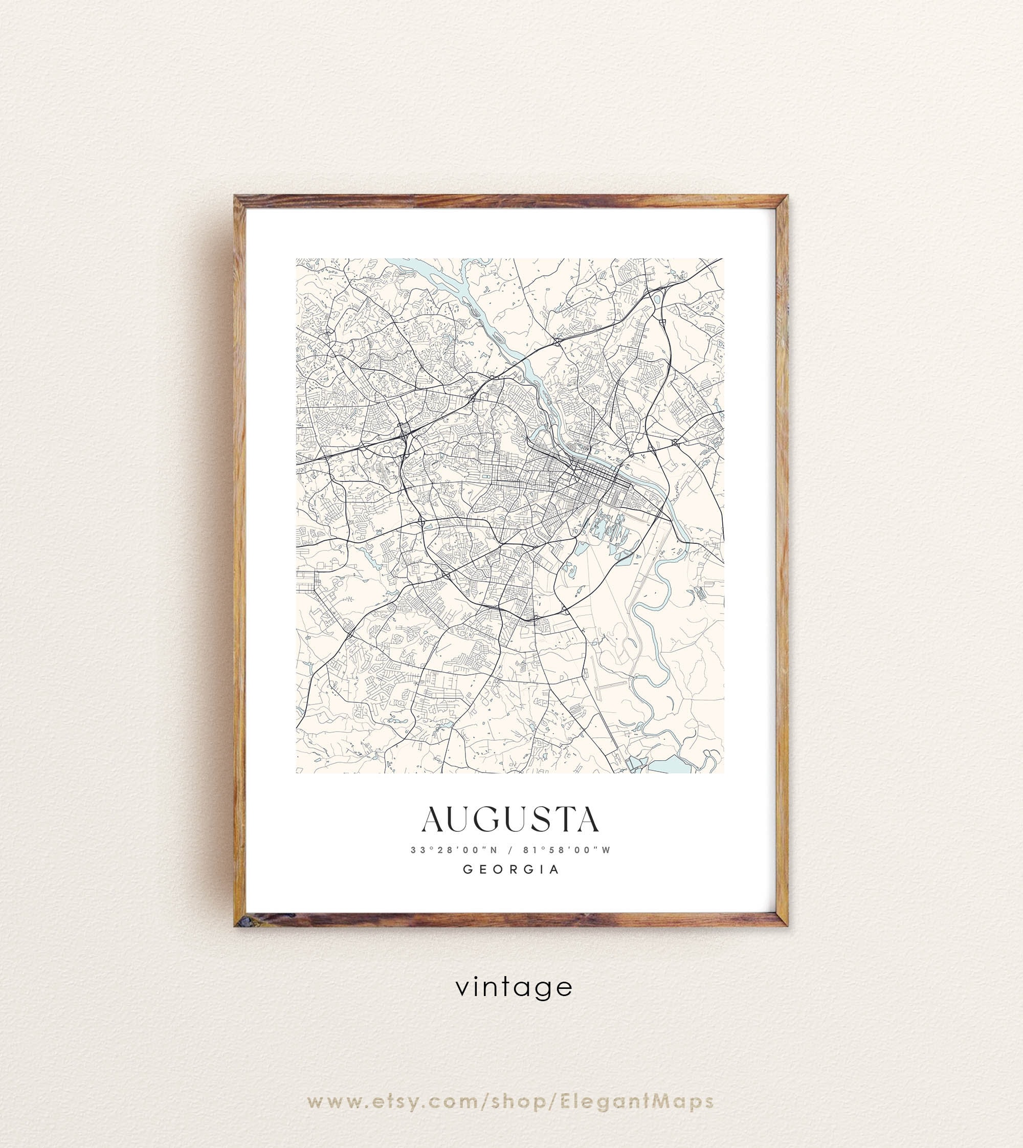Augusta Georgia map Augusta GA map Augusta city print | Etsy