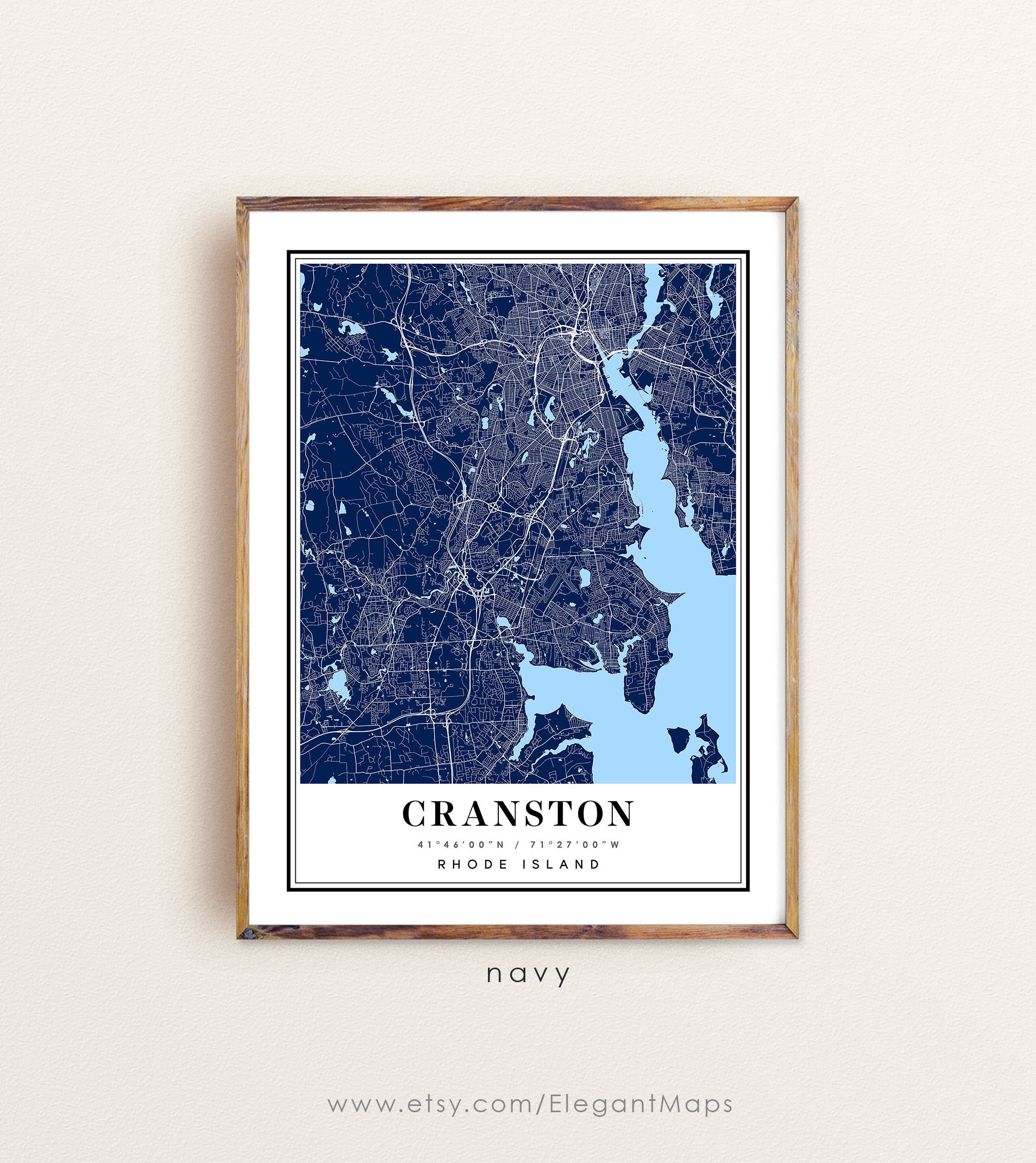 Cranston Rhode Island Map Cranston RI Map Cranston City Map | Etsy