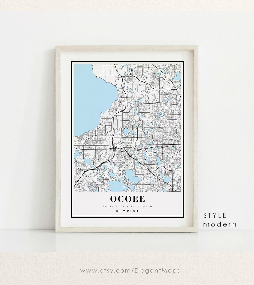Ocoee Florida Map Ocoee FL Map Ocoee City Map Ocoee Print - Etsy