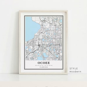 Ocoee Florida Map Ocoee FL Map Ocoee City Map Ocoee Print - Etsy