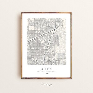Allen Texas Map, Allen TX Map, Allen City Print, Allen Poster, Allen ...