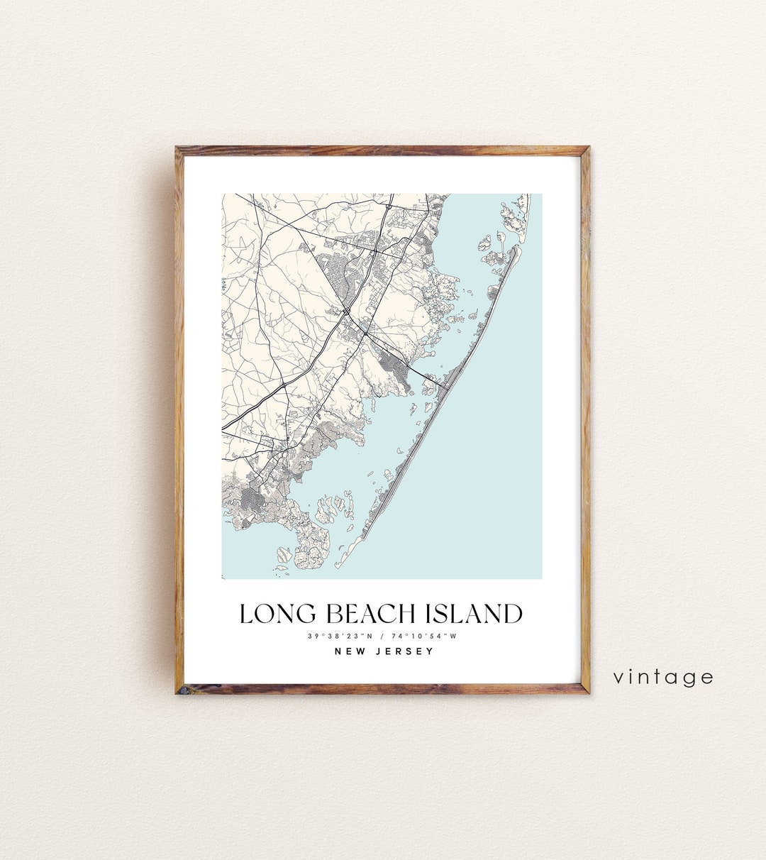 Long Beach Island NJ Map Print: Minimalist Black and White City Art - Etsy