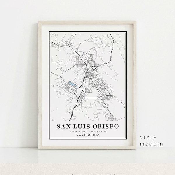 San Luis Obispo Map - Etsy